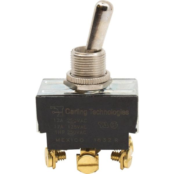 カーリング、ネジ留め式端子付きの2ポジションDPDTトグルスイッチ。 オン-オン。注：オンオンスイッチは、オン-なし-オンと呼ばれることもあります。