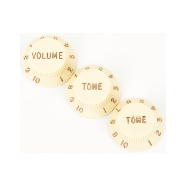 ストラト用のオリジナルフェンダー交換ノブ。プッシュオン。粗いローレットポットと細かいローレットポットの両方に適合します。