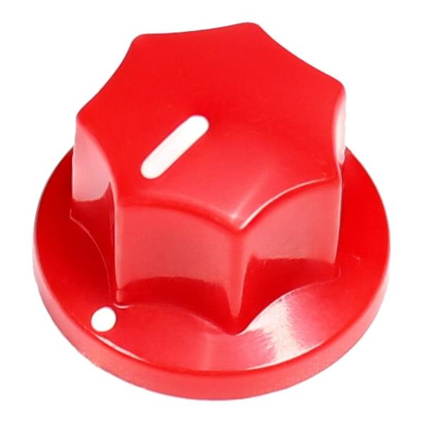 止めネジと真ちゅうのインサートが付いた小さなプラスチック製のノブ。 多くの Dunlop / MXR ペダルで使用される小さなノブに似ています。 これらのノブには、インジケータ ラインとスカートのドット インジケータが付いた溝付きグリップが...