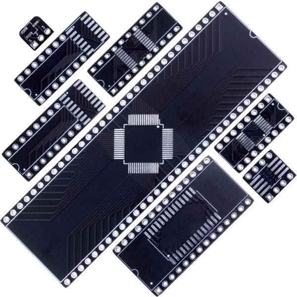 SMD トランジスタ、FET、集積回路をスルーホールフットプリントに変換するPCBキット。このキットには、一般的に使用されるさまざまな表面実装フットプリントアダプタボードが含まれており、試作、修理、入手困難な部品の代替に最適です。アダプタを...