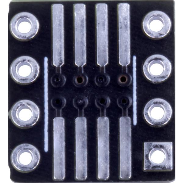 SMD SOIC-8パッケージをスルーホールDIP-8フットプリントに変換するためのPCBです。デバイスをこのPCBに半田付けし、ピンヘッダー（別売）を取り付けることで、PCB、ブレッドボード、ICソケット上のスルーホールフットプリントに接...