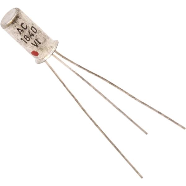 AC184 PNPゲルマニウムトランジスタ。AC184は、ファズ ペダルやその他のエフェクトでよく使用されるPNPです。このトランジスタは、ゲルマニウム トランジスタでよく見られる長いリード線が付いた 18B4パッケージに収められています。...