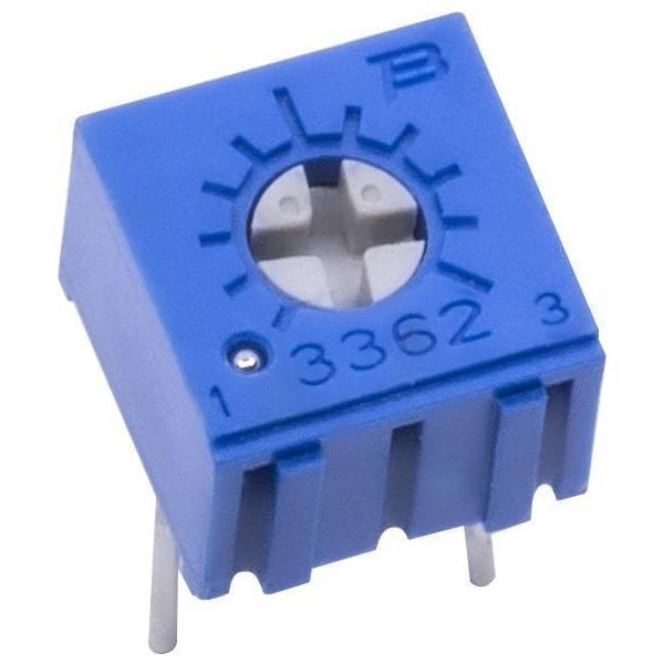 高品質のBourns3362Pトリムポット。これらのシングルターンサーメットトリマーは、無数のギターペダルやシンセサイザーモジュールに含まれています。密閉型トリマーは、湿気の侵入を防ぐためにOリングシールで構築されており、不要なワイパーの動...