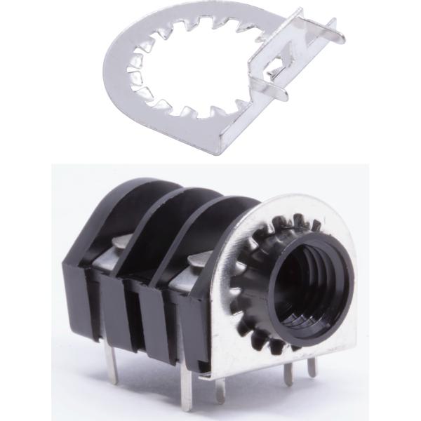 S2 および S4 クリフ ジャック ソケット用の EMI / RFI スクリーン (接地ワッシャー)。 このロック ワッシャーは S2/S4 クリフ ジャックに追加され、接続にシャーシ/シールド接続を提供します。 ジャックは別売りです。