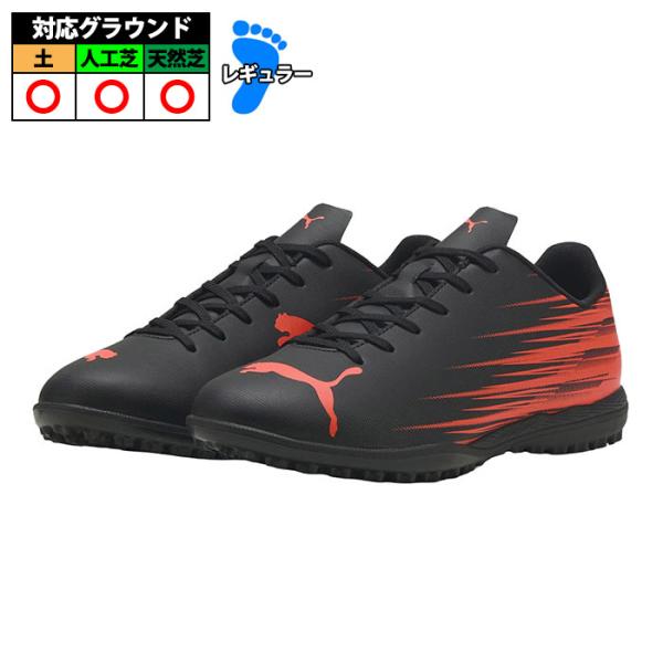 メーカー：プーマ (PUMA)品名：アタッカント 2 TT品番：108494-07■アッパー人工皮革■アウトソールゴム底■ワイズレギュラーフィット■カラーPUMA Black-Glowing Red■対応グラウンドターフコート■生産国カンボ...