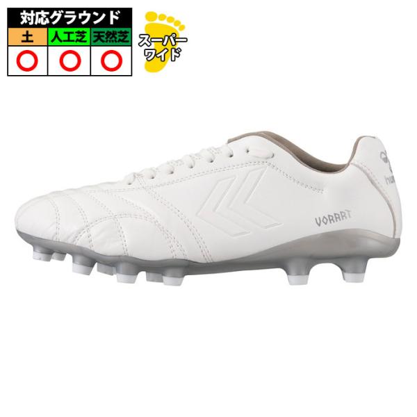 メーカー：ヒュンメル (hummel)品名：ヴォラート3 TEAM SUPERWIDE品番：HAS1247SW-1095■アッパーカンガルーレザー×人工皮革■アウトソール合成樹脂■カラーホワイト×シルバー■対応グラウンド土 人工芝 天然芝ア...
