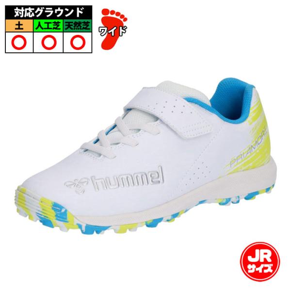 メーカー：ヒュンメル (hummel)品名：プリアモーレ6アルファ VTF Jr.品番：HJS2135-1067■アッパー人工皮革×合成繊維■アウトソールゴム底■ミッドソール合成樹脂■ワイズワイド■カラーホワイト×ライトブルー■その他仕様●...
