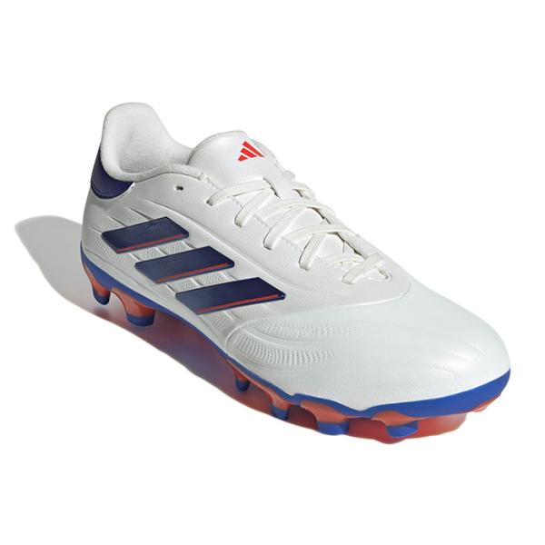 メーカー：アディダス (adidas)品名：コパ ピュア 2 LEAGUE HG/AG品番：IG8687■アッパー天然皮革・合成皮革■アウトソール合成底■カラーフットウェアホワイト×ルシッドブルー×ソーラーレッド■対応グラウンド土・人工芝2...