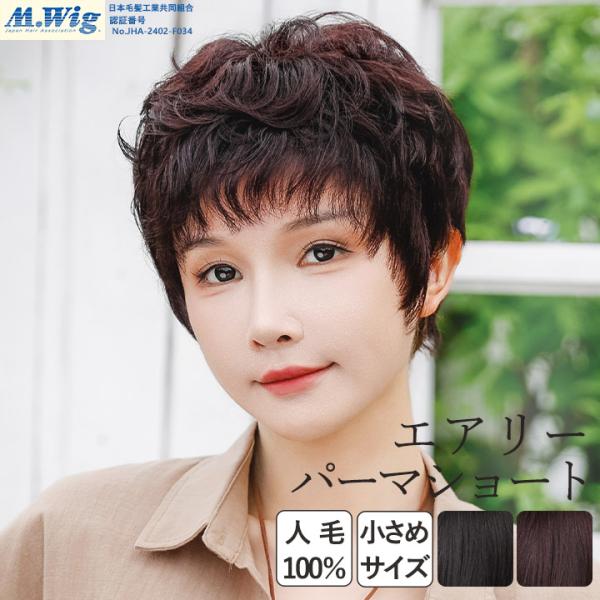 【発売日：2025年10月30日】【B7002】人毛100％ エアリーパーマショート(やや小さめサイズ)忙しい朝もサッとかぶるだけ。「まるで美容室帰り」と褒められる、ふんわり華やかショートヘア。トップにボリュームを出しやすく、気になる薄毛や...