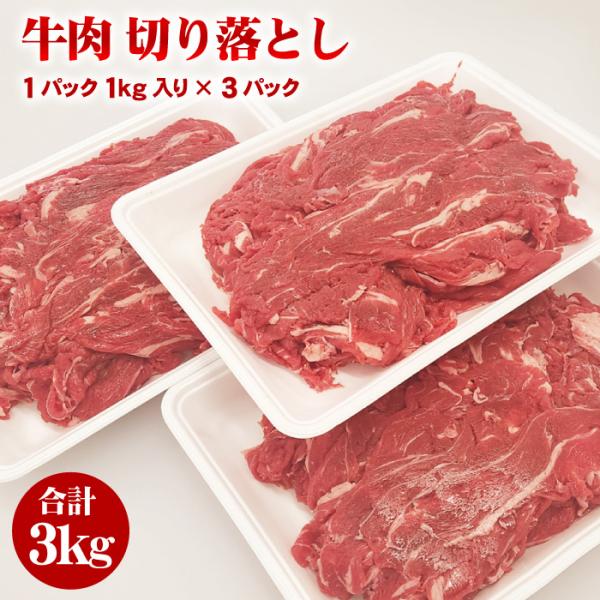 色んなお料理に使える牛肉の切り落とし♪たっぷり1kg×3パックの合計3kgお届け！