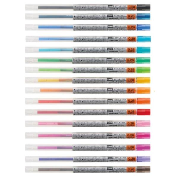 三菱鉛筆 スタイルフィット ゲルインクボールペン リフィル 0.28mm品番:UMR-109-28　参考価格:100円＋税16色あります。