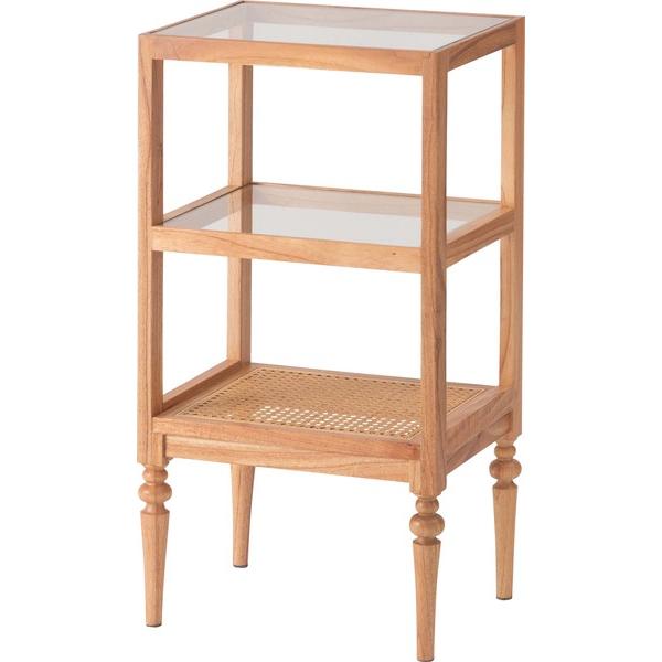 【サイズ(cm)】W40×D30×H75【スペック】天然木化粧繊維板(ミンディ) 天然木(ミンディ) ラタン ラッカー塗装 5mm強化ガラス【組立】完成品【静的耐荷重】5kg/棚【マーク】個体差【注意事項】※個体差あり【原産地】インドネシア...