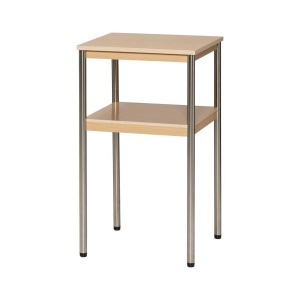 メーカー直送となります。●規   格 ： 天板サイズ　400×400mm ●外寸法 ： W400×D400×H700mm ●質　量 ： 4.3kg ●色　：　ナチュラル●材質 ： 天板・棚板 : ポリ化粧板 / 脚 : φ25ステン巻パイプ...