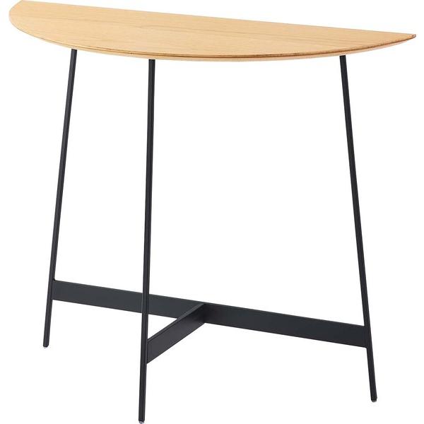 メーカー直送となります。沖縄・離島は、配送不可となります。シンプルかつスタイリッシュなデザインのコンソール 「美しい木目×アイアンレッグ」異素材の組み合わせが上品な印象を与えるコンソール。美しいシンメトリーのフォルムで、天板が半円なので様々...