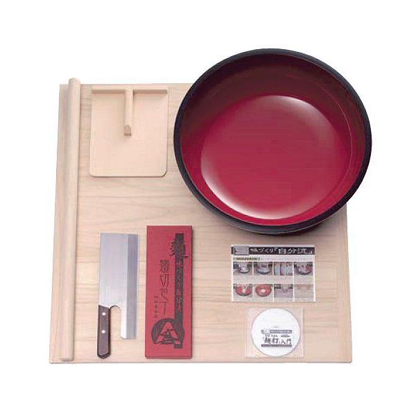 ●のし板：750×750×Ｈ25ｍｍ（材質・桐）●めん棒：直径30×750ｍｍ●こね鉢：直径480ｍｍ●めん切り包丁：刃渡り270ｍｍ、全長320ｍｍ●こま板：200×245ｍｍ●付属品：そば打ち、うどん打ち入門ＤＶＤ
