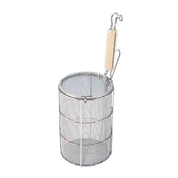 ●材質：本体/18-8ステンレス、取手/木●サイズ：直径150×深さ230ｍｍ●網目：16メッシュ●メーカー：信越金網株式会社（スリースノー）