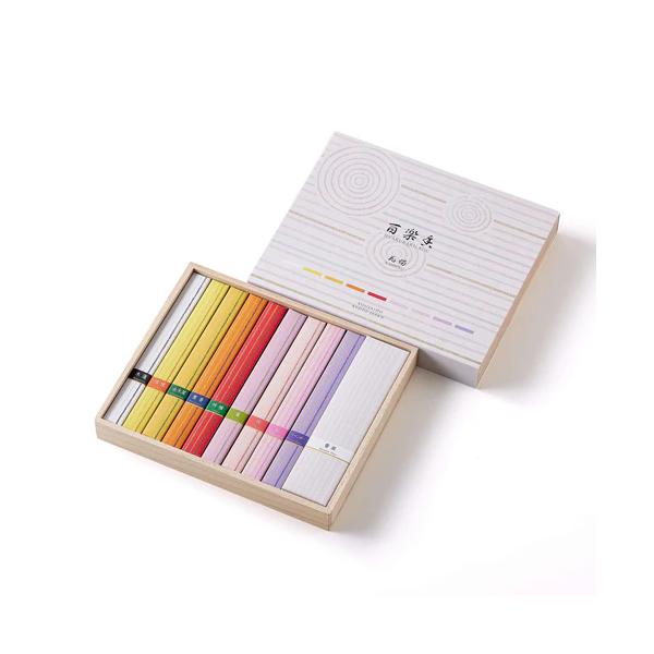 内容量百楽香9種詰め合わせです。9種（木蓮・バニラ・茉莉花・緑茶・竹・楠・白檀・珈琲・沈香）×お香6本、ロング香皿（青磁）1枚サイズ195×24×166mm燃焼時間約20-30分(1本あたり)ご使用方法・インセンス(お香)の先端に点火した後...