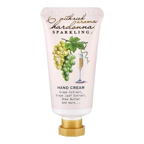 季節限定シリーズシャルドネスパークリング ハンドクリーム香り高く肌なじみのよい保湿ハンドクリーム。保湿成分ぶどうエキス、シアバター、ローヤルゼリーエキス配合で、指先までしっかりうるおし手肌を乾燥から守ります。クラシックなデザインと、幸せを感...