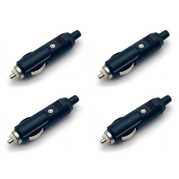 【商品詳細】セット数：4個本体サイズ:全長: 90mm 　12V、24V対応　※シガーライターソケットのほぼ全てのモデルに装着可能で12V、24V対応のシガーソケットの汎用タイプのオスプラグですシガーソケットオスは、車での電源取り出しを便利...