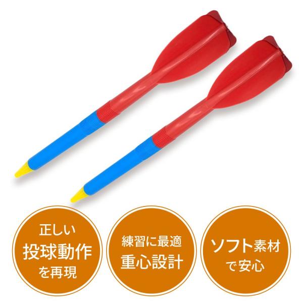 「商品情報」【サイズ】サイズ：全長約69cm 【素材】プラスチック　【商品重量】1本約230g(2本セット)スローイングのフォーム改善トレーニングに最適な野球ギアです。肘が下がらない正しい投げ方を矯正し、肩への負担を軽減。野球トレーニング道...