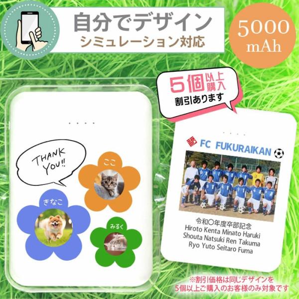 ※こちらの商品は【5個以上同一内容プリント】か、【1〜4個購入】か【個別内容プリント】かによって　価格が変わります。最大3台同時充電が可能なので、旅行や出張時に持っておきたいアイテム。残量が一目でわかるインジケーターも付いています。小型で持...