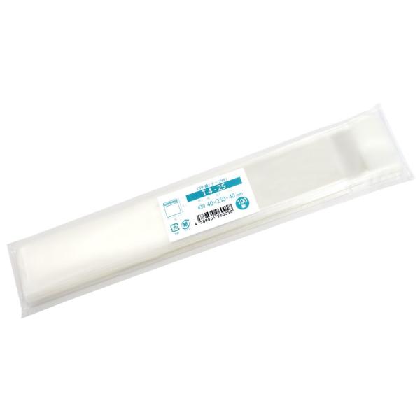 材質：OPP　サイズ（mm）：厚さ0.03x幅40x長さ250+テープ部分40、入数：100枚入x1袋・日本製。透明度が高く光沢があるので高級感があり、中身をきれいに見せることができます。ワンタッチで封ができる便利なテープ付。OPP袋は別名...