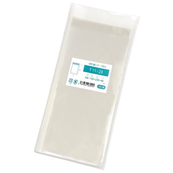 材質：OPP　サイズ（mm）：厚さ0.03x幅110x長さ230+テープ部分40、入数：1000枚（100枚入x10袋）ワンタッチで封ができる便利なテープ付。OPP袋は別名としてクリアパック・クリスタルパック・透明袋・OP袋・OPパック等の...