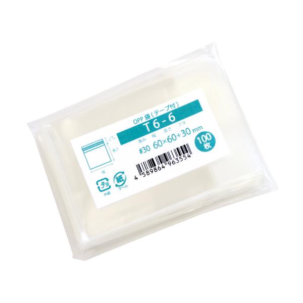 材質：OPP　サイズ（mm）：厚さ0.03x幅60x長さ60+テープ部分30、入数：1000枚（100枚入x10袋）ワンタッチで封ができる便利なテープ付。OPP袋は別名としてクリアパック・クリスタルパック・透明袋・OP袋・OPパック等の呼称...