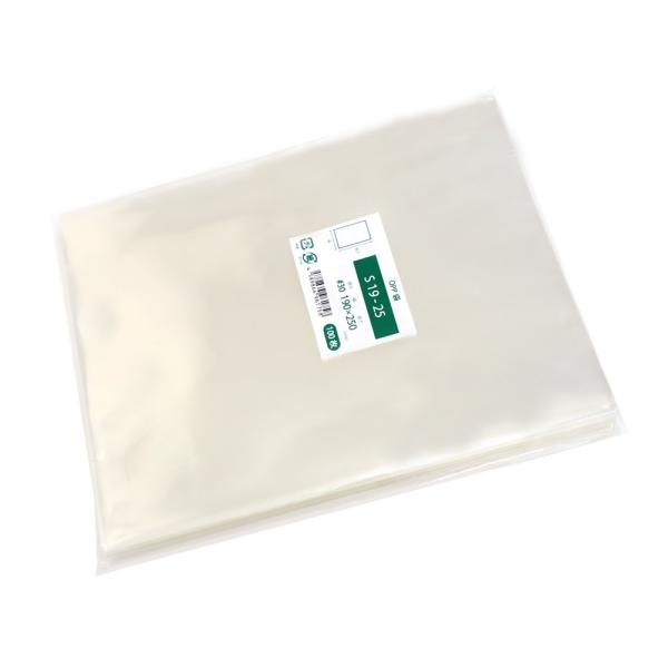 開口部にテープのない最も一般的な平袋タイプのOPP袋です。材質：OPP・サイズ（mm）：厚さ0.03x幅190x長さ250mm、入数：100枚入x1袋。日本製。透明度が高く光沢があるので高級感があり、中身をきれいに見せることができます。テー...