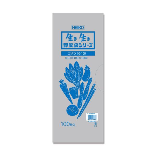 サイズ（mm）：幅100x高1000厚さ（mm）：0.03材質：LDPE入数：100枚入メーカー：シモジマブランド名：HEIKO（ヘイコー）特長・野菜を保存するのに最適な防滴加工が施されており、鮮度を長持ちさせます。野菜の小売に最適です。型...