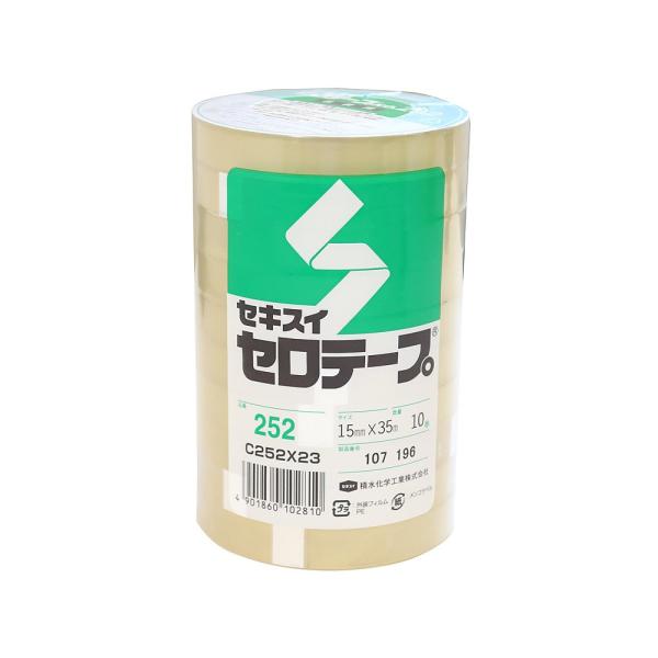 サイズ：幅15mm・長さ35m ベース色：透明・数量：10巻用途：軽包装一般・紙箱の包装、固定・ポスター・カレンダー等の貼付粘着力や低温への対応性、ポリエチレン袋・容器へのシール性、透明度、開封しやすいシュリンクパッケージ・・・こうした数々...