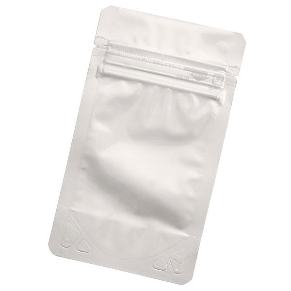 サイズ[mm]:チャック上35xチャック下100x袋幅80+ガゼット幅25入数:50枚・基材構成:PET12//AL7//PE80・概算内容量:70cc概算重量：3.43g/枚・仕様：サイド6mmベタシール・底舟型シール・4角Rカット・チャ...