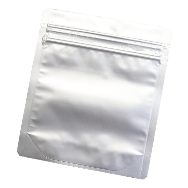 サイズ（mm）：チャック上32+チャック下115+袋幅（ガゼット幅）130（23.5）入数：50枚入基材構成：PET12//AL7//PE80概算内容量（例：茶葉）：約75g概算内容量（例：ティーパック3g）：約10個特長：・チャック付きラ...