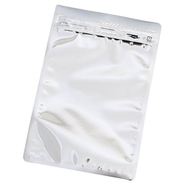 サイズ[mm]：チャック上32+チャック下180x袋幅140入数：50枚色：片面透明・片面銀色構成（表）：PET#12//CPP#50構成（裏）：PET#12//アルミ蒸着PET#12//CPP#50容器包装識別マーク（プラマーク）付ラミグ...