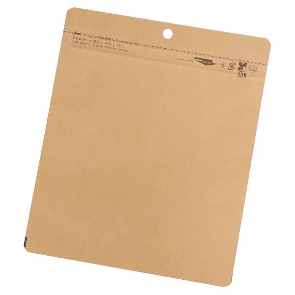 サイズ[mm]：チャック上32+チャック下160x幅160入数：50枚構成：未晒クラフト紙60g//アルミ蒸着PET#12//LLDPE#30特長：・クラフト紙基材の自然な風合い・高い防湿性・脱酸素剤使用可・遮光性に優れています・ガスバリア...