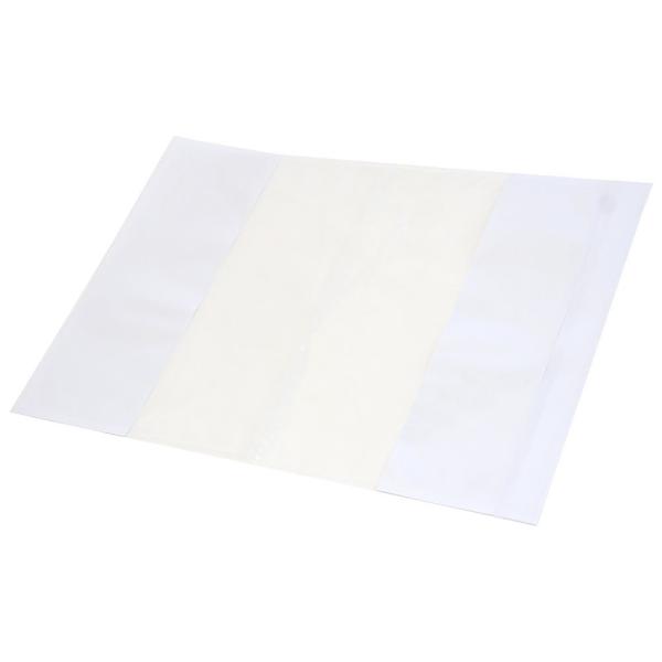 サイズ：230x330mm・厚さ：0.05mm・入数：1000枚（100枚入x10束x1箱）納品書・請求書等の伝票を段ボールに貼る透明な粘着袋です。両端に糊がついた”部分糊タイプ”になります。納品書・請求書等の伝票を入れた透明な粘着袋を配送...