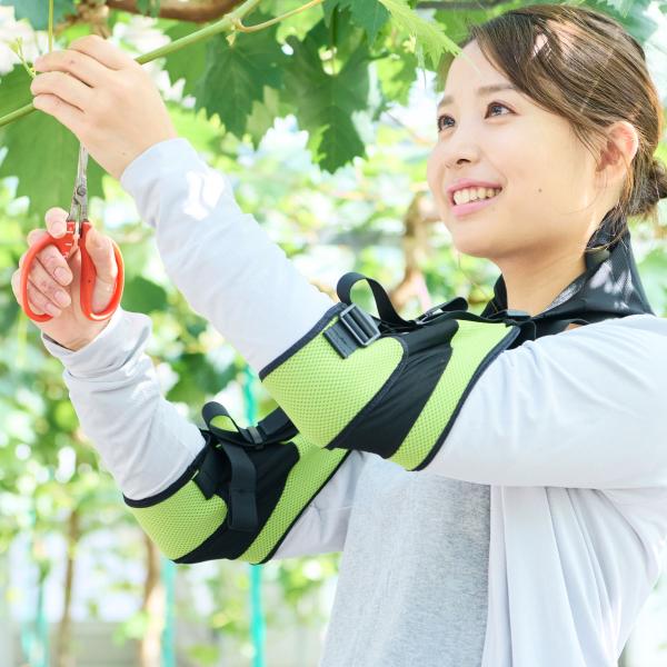 ■製品特徴・桃やぶどうなど果樹栽培時のツラい腕上げ姿勢をアシスト！・従来の腕上げサポーターをより使いやすく一新！・Made in JAPANにこだわる、医療用品メーカーが開発■サイズフリーサイズ（上腕周囲：20〜36cm／前腕周囲：20〜3...