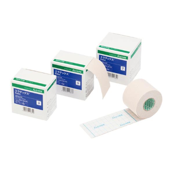綿100％強撚糸の弾力性により、強い圧迫固定が可能。皮膚刺激の少ないゴム系粘着剤を使用しており、適確な固定力が得られます。独自の粘着渡航技術により、高い通気性を確保しています。■サイズ3号幅×伸長：25.0mm×5.0m入数：12巻4号幅×...