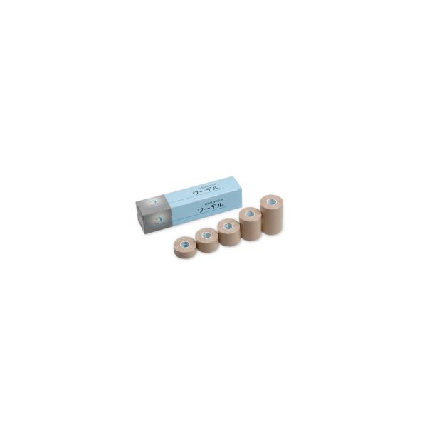 低刺激の粘着性弾力包帯。サイズ幅×実長入数25.0mm×5.0m12巻38.0mm×5.0m8巻50.0mm×5.0m6巻75.0mm×5.0m4巻