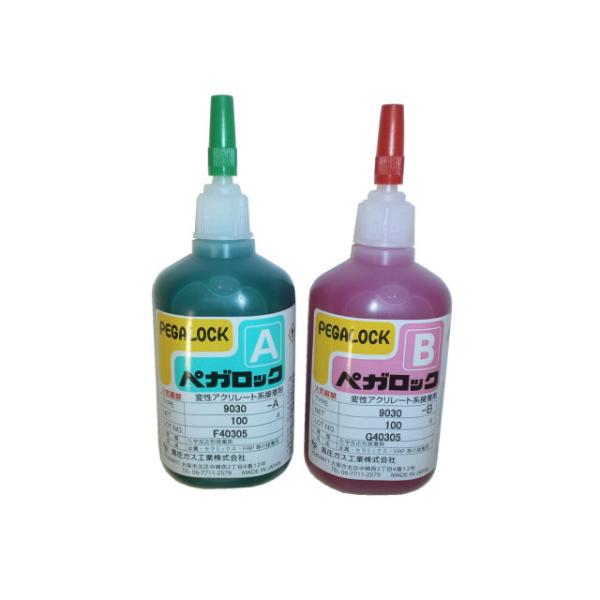 メーカー名： 高圧ガス工業（株）内容量： Ａ−１００ｇ、Ｂ−１００ｇ色　　： Ａ−緑色、Ｂ−赤色特徴　：金属・セラミック・ＦＲＰを強力に接着します。１２０℃の温度でも熱老化を起こしません。独特の臭いがあります。使用法：Ａ剤、Ｂ剤をそれぞれの...