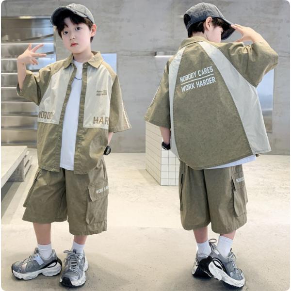 爆買　子供服 セットアップ 夏 キッズ 男の子 上下セット 2点セット  トップス 半袖 シャツ ショートパンツ ボトムス セット 男の子用 子供 男児 子ども こども キッズ用 kids ジュニア おしゃれ お洒落 上品 ナチュラル カジ...
