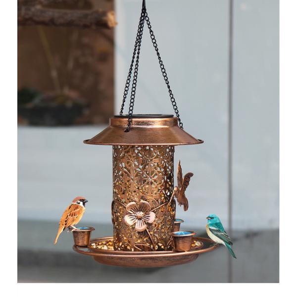 爆買　【商品名】鳥用 太陽発電 給水器 給餌器 鳥水やり バードフィーダー 鳥用 吊り下げ 野鳥小鳥 おしゃれ プラスチック 鳥の餌箱 グリッドチューブ付き 鳥 給餌器 スタンド 餌入れ 餌台 餌場 ペット食器 鳥用品商品仕様カラー： 古銅...