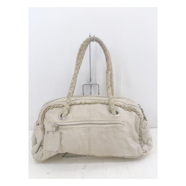 管理番号： 130217000384320240603ベースB332/勝付属品： 無<br>持ち手に擦れ、汚れあり。底部分汚れあり素材： レザー系色： アイボリーサイズ： 0梱包サイズ： 通常付属品： 無<br>持ち...