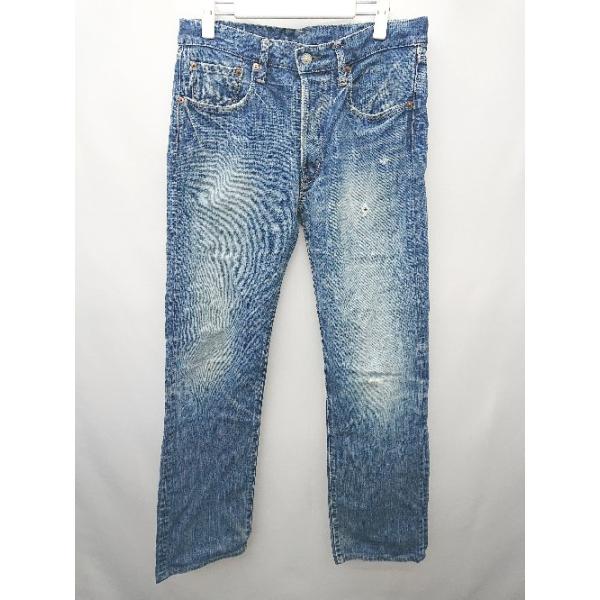 管理番号： 140618003723920240708ベースW154/増付属品： 無<br>デザインと思われる擦れや破れがございますが、確実なものではございませんので予めご了承下さい。素材： 画像参照色： ブルー系サイズ： サイ...