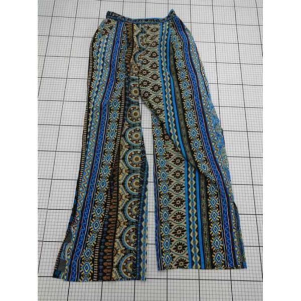 管理番号： 150825003939320251027ベースW/鈴付属品： 無<br>採寸は1cm各の格子背景で行っております。素材： 画像参照色： Lowry by Corners ワイドパンツ イエロー系×ブルー系 Mサイズ...