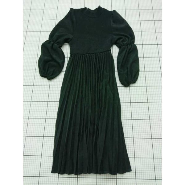 管理番号： 150825004257720251030ベースW/鈴付属品： 無<br>採寸は1cm各の格子背景で行っております。素材： 画像参照色： ?ABIT バルーンスリーブプリーツワンピース ブラック系 Mサイズサイズ： ...