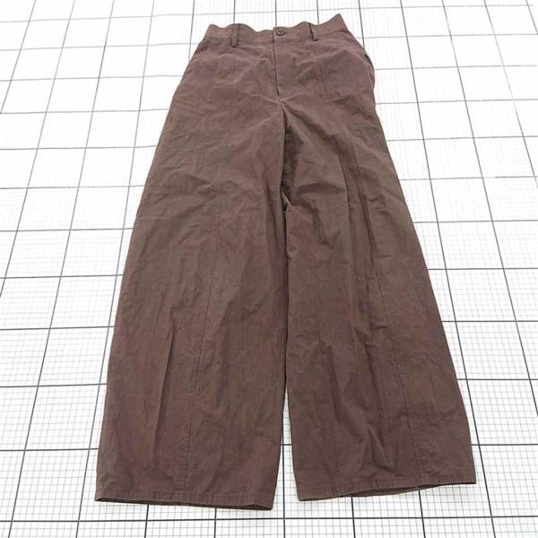 管理番号： 151023001430620251202ベースW/小付属品： 無<br>採寸はAIが1cm各の格子背景で行っております。素材： 画像参照色： スティーブンアラン steven alan コットンワイドパンツ ブラウ...