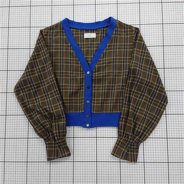 管理番号： 151024000746620251202ベースW/増付属品： 無<br>採寸はAIが1cm各の格子背景で行っております。素材： 画像参照色： ハレ HARE HAL06052TR チェック柄カーディガン ブラウン ...