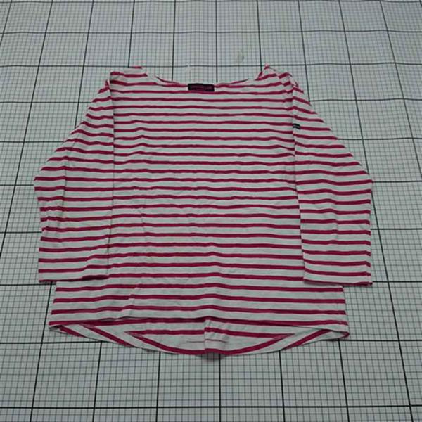 管理番号： 151024001229320251210ベースW/知付属品： 無<br>採寸はAIが1cm各の格子背景で行っております。素材： 画像参照色： シャンテクレール CHANTECLAIR ボーダー カットソー ピンク系...