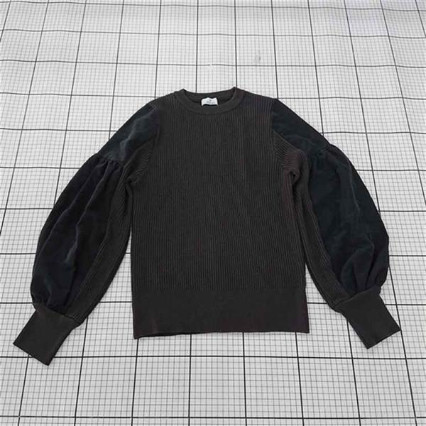 管理番号： 151029001015720251203ベースW/知付属品： 無<br>採寸はAIが1cm各の格子背景で行っております。素材： 画像参照色： ブション Bouchon A-R208-2 パフスリーブニット ブラック...